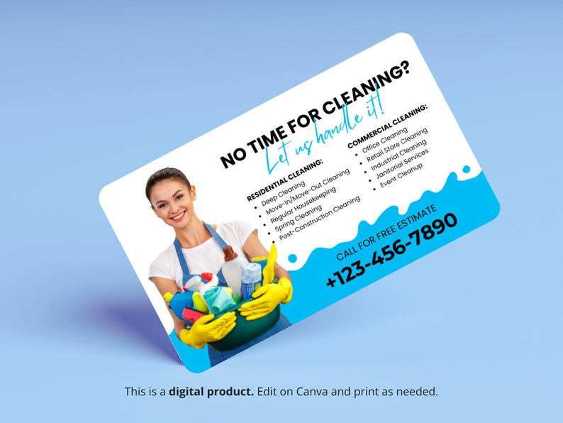 Professional Commercial Cleaning Business Card Template, Modern ...