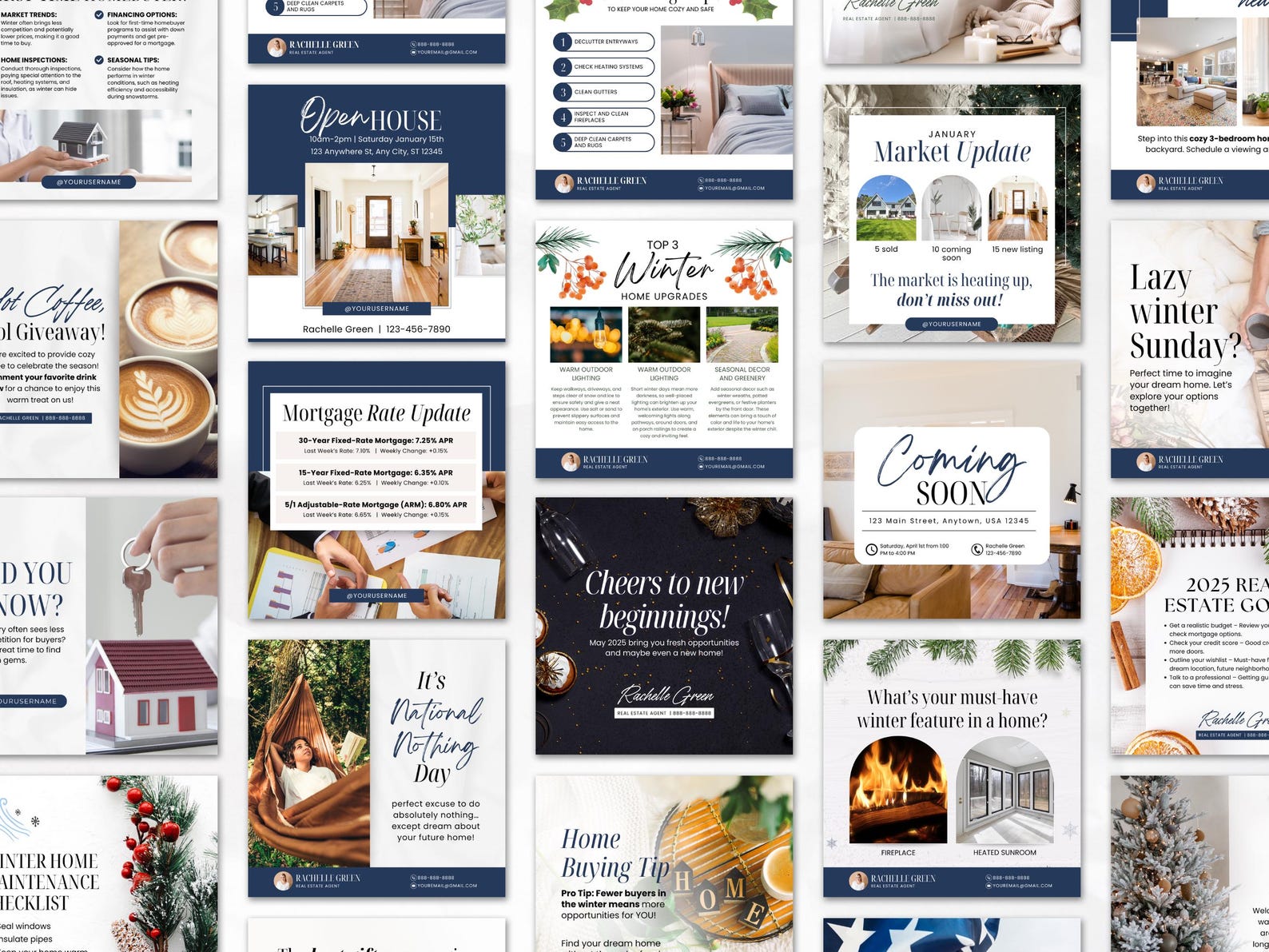 January Real Estate Post, Holiday Post Real Estate Marketing Template ...