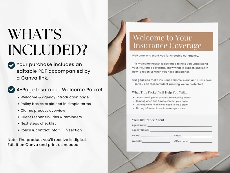 Insurance Welcome Packet Canva Template for Agents, Client Onboarding ...