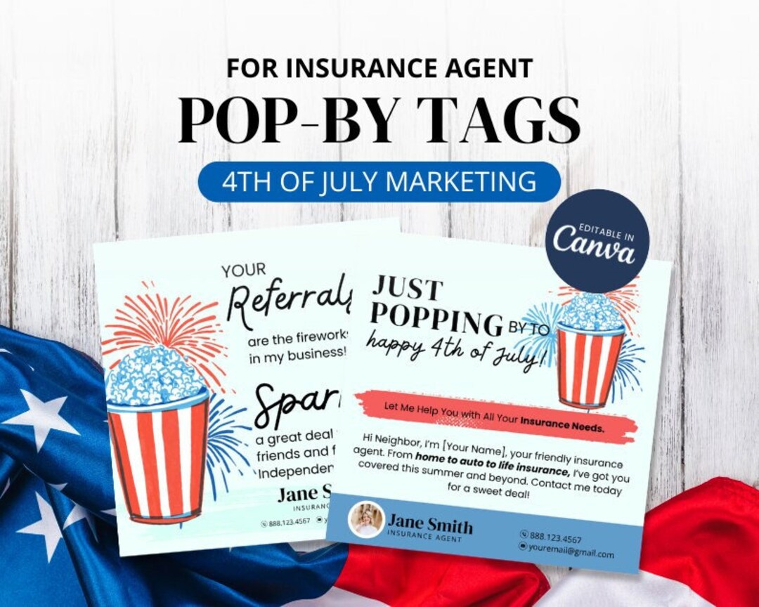 4th of July Life Insurance Pop by Tags for Insurance Agent, Canva ...