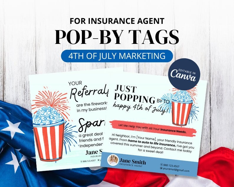 4th of July Life Insurance Pop by Tags for Insurance Agent, Canva ...