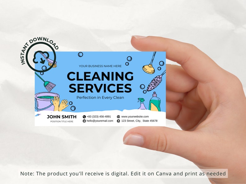 Professional Commercial Cleaning Business Card Template, Modern ...