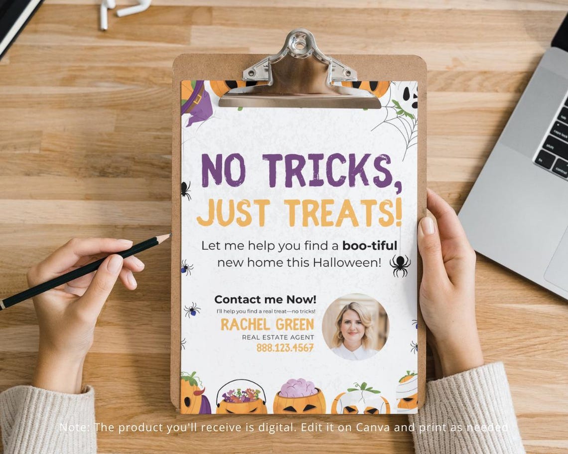 Halloween Real Estate Agent Marketing Template Flyer, Realtor Handouts ...