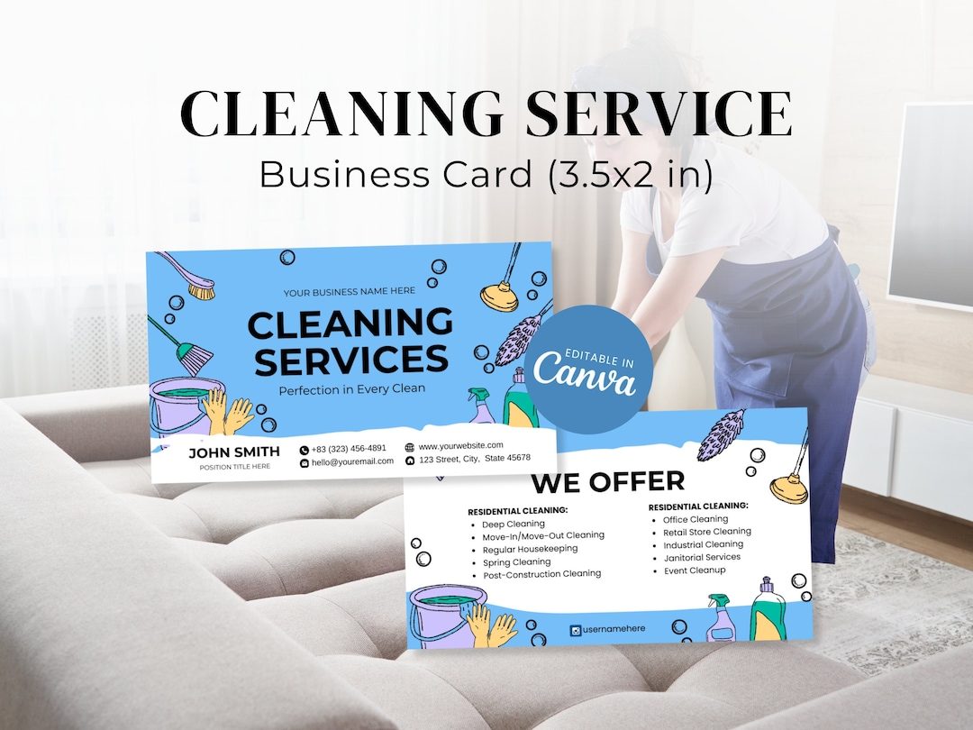Professional Commercial Cleaning Business Card Template, Modern ...