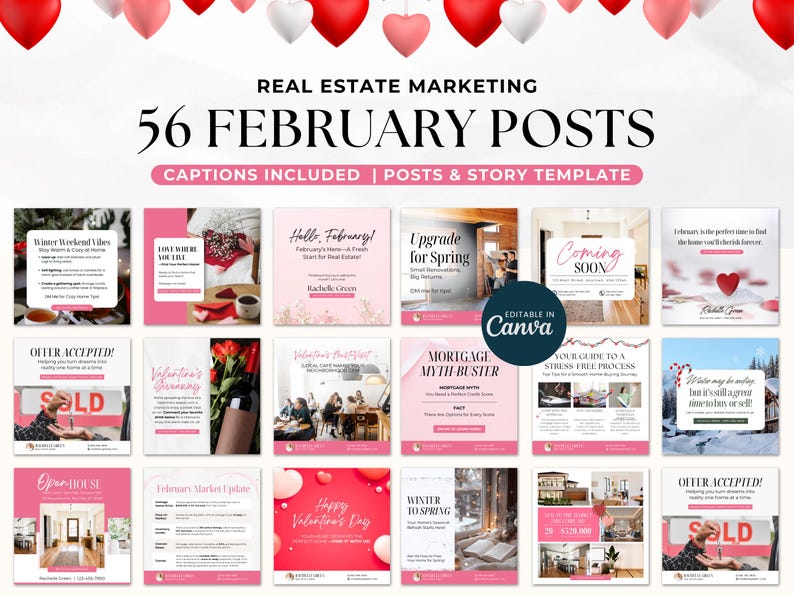 February Real Estate Templates, Valentines Day Real Estate Posts, Real ...