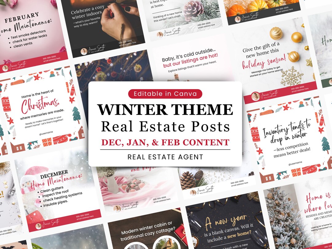 Winter Real Estate Social Media Posts Marketing Template, Real Estate ...