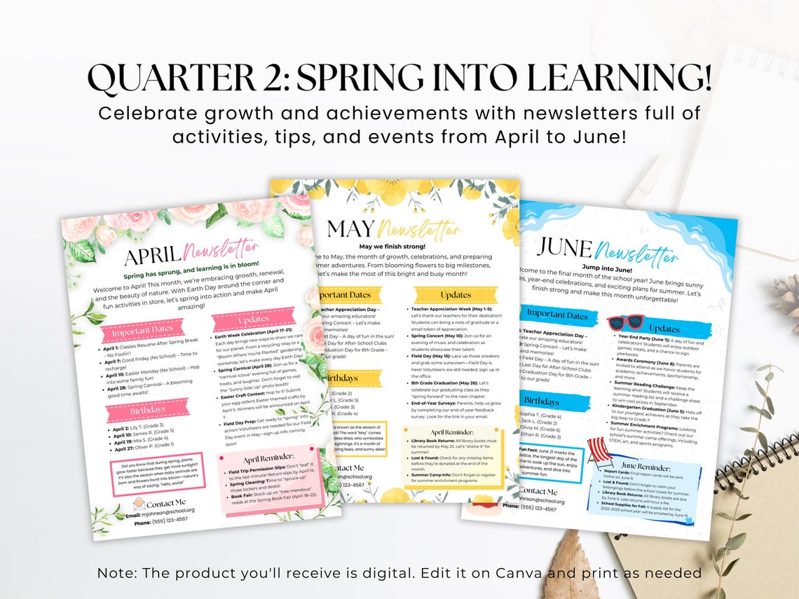 Full Year School Newsletter Templates, Meet the Teacher Newsletter ...
