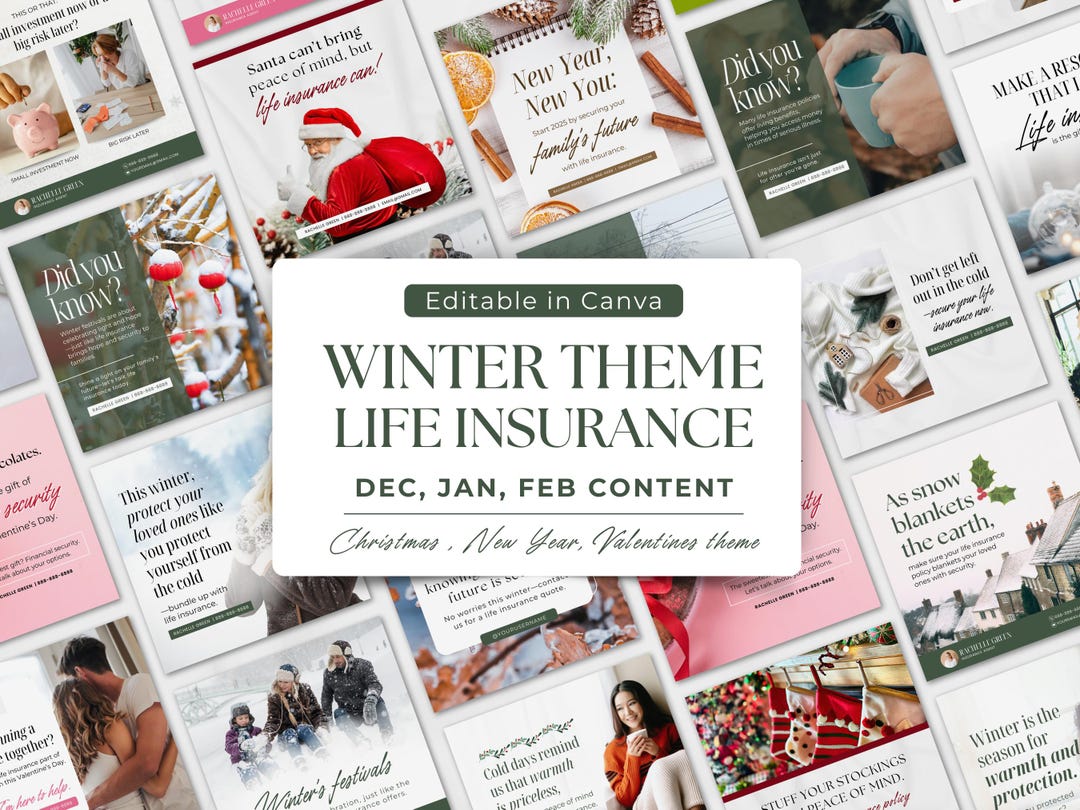 40 Winter Theme Life Insurance Agent Marketing, Insurance Broker Social ...