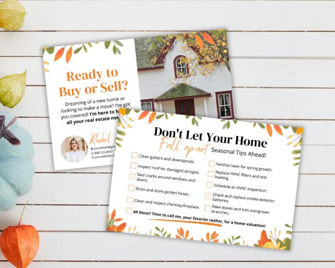Fall Postcard Marketing for Real Estate, Fall Seasonal Mailer ...