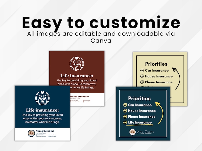 Canva Template for Insurance Agent Social Media Marketing Life ...
