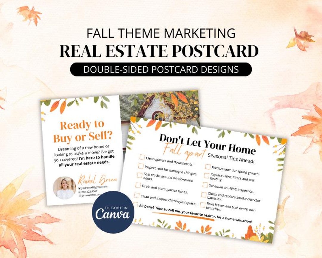 Fall Postcard Marketing for Real Estate, Fall Seasonal Mailer ...
