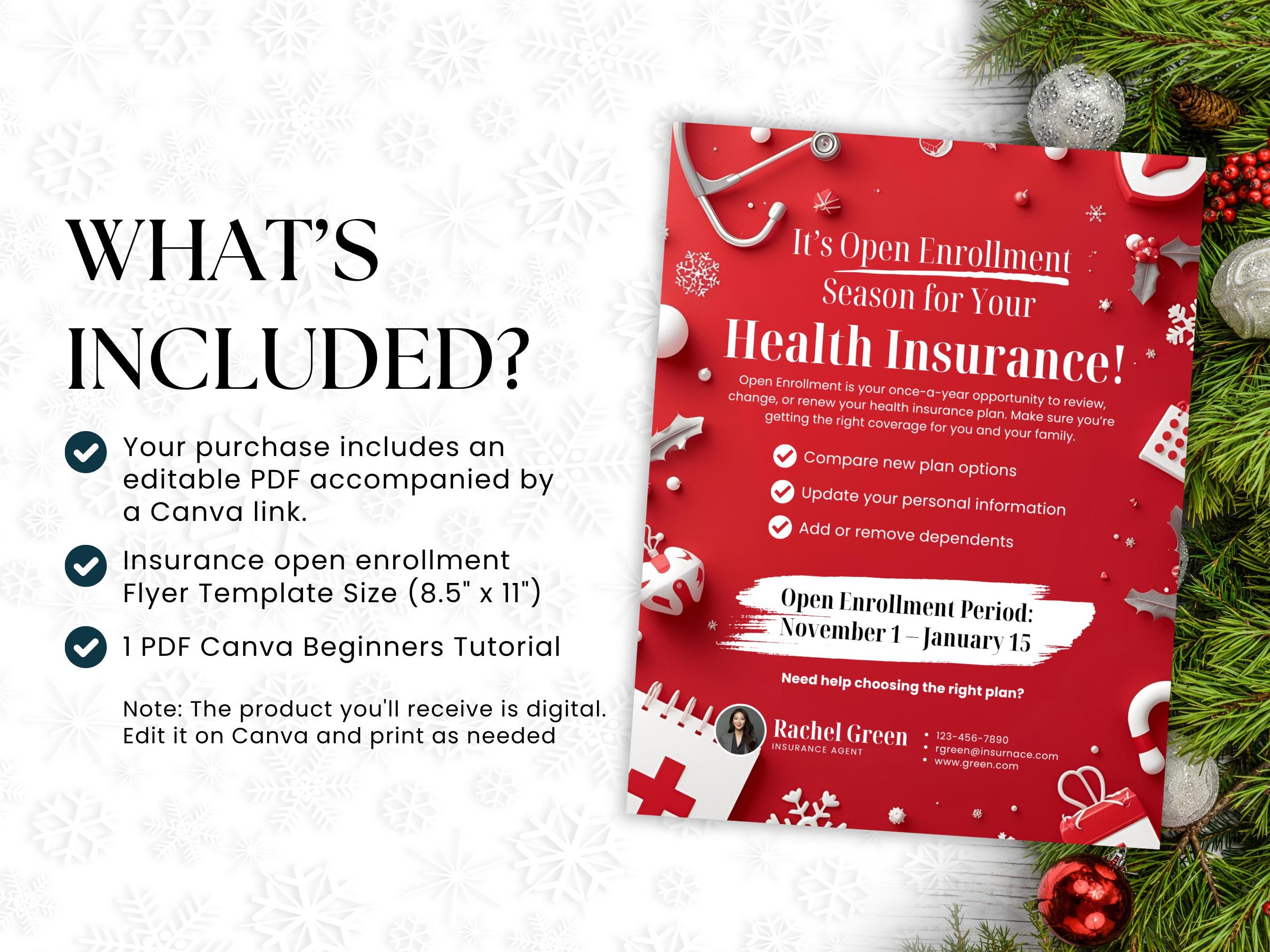 Health Open Enrollment Marketing Design for Insurance Agents, Editable ...