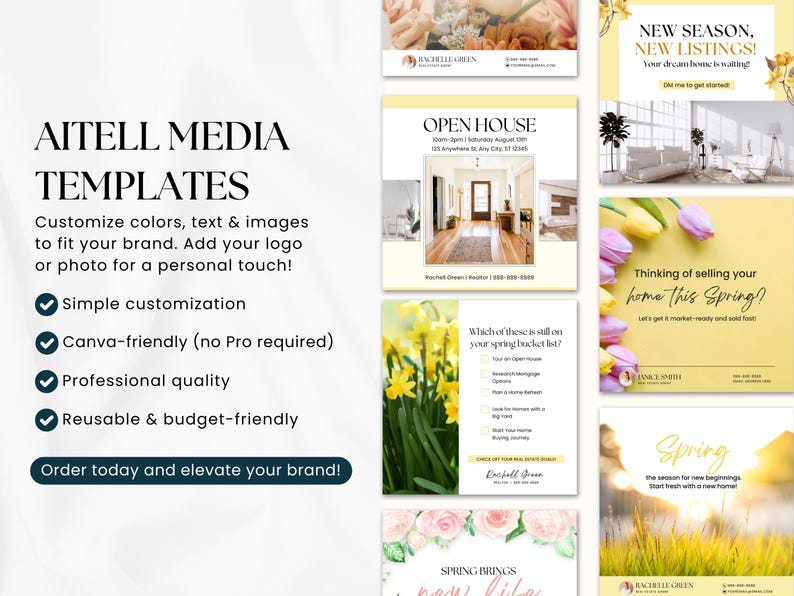 Editable Spring Real Estate Social Media Bundle, Customizable Canva ...