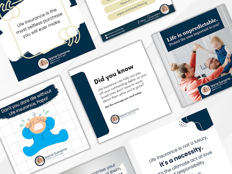 Canva Template for Insurance Agent Social Media Marketing Life ...