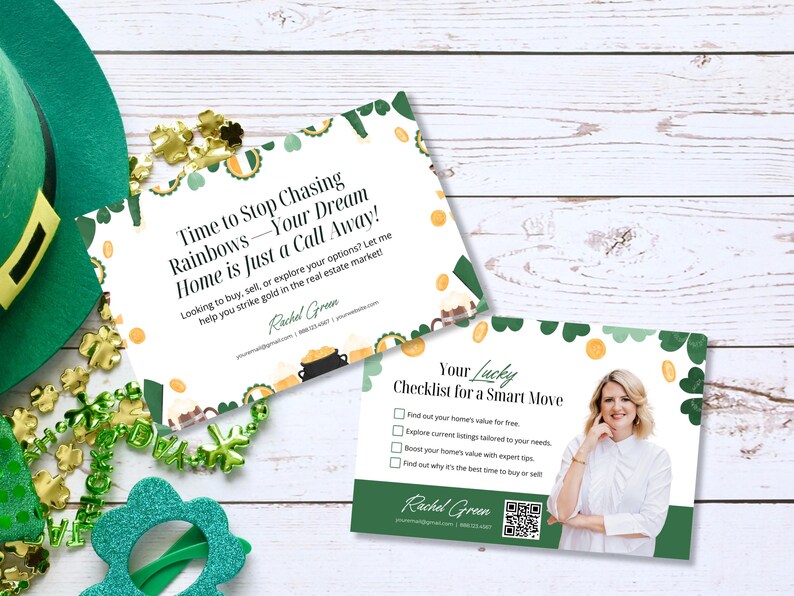 March Real Estate Marketing Postcard, Realtor St. Patrick's Day Mailer ...