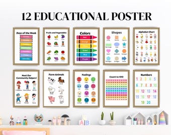 Educational Posters, 15 Homeschool Prints, Montessori Classroom Decor ...