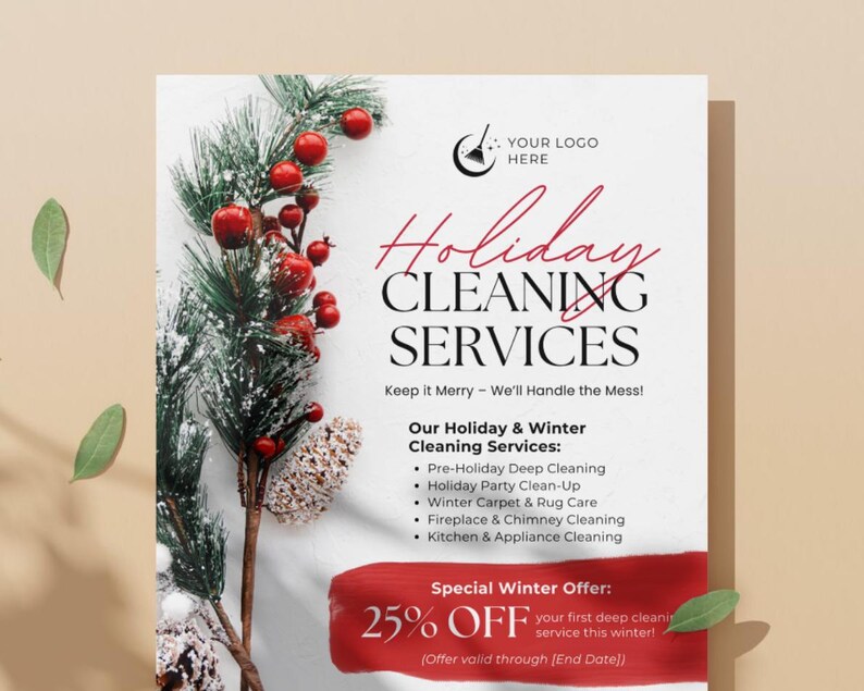 Cleaning Business Holiday Flyers for Christmas House Cleaning Services ...