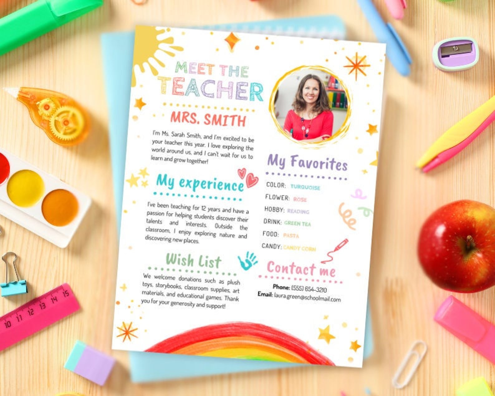 Meet the Preschool Teacher Canva Template Back to School Flyer, Welcome ...