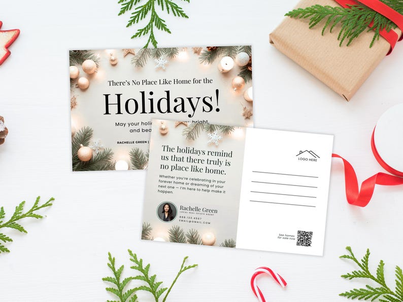 Realtor Christmas Postcards Templates for Realtors, Winter Mailers ...