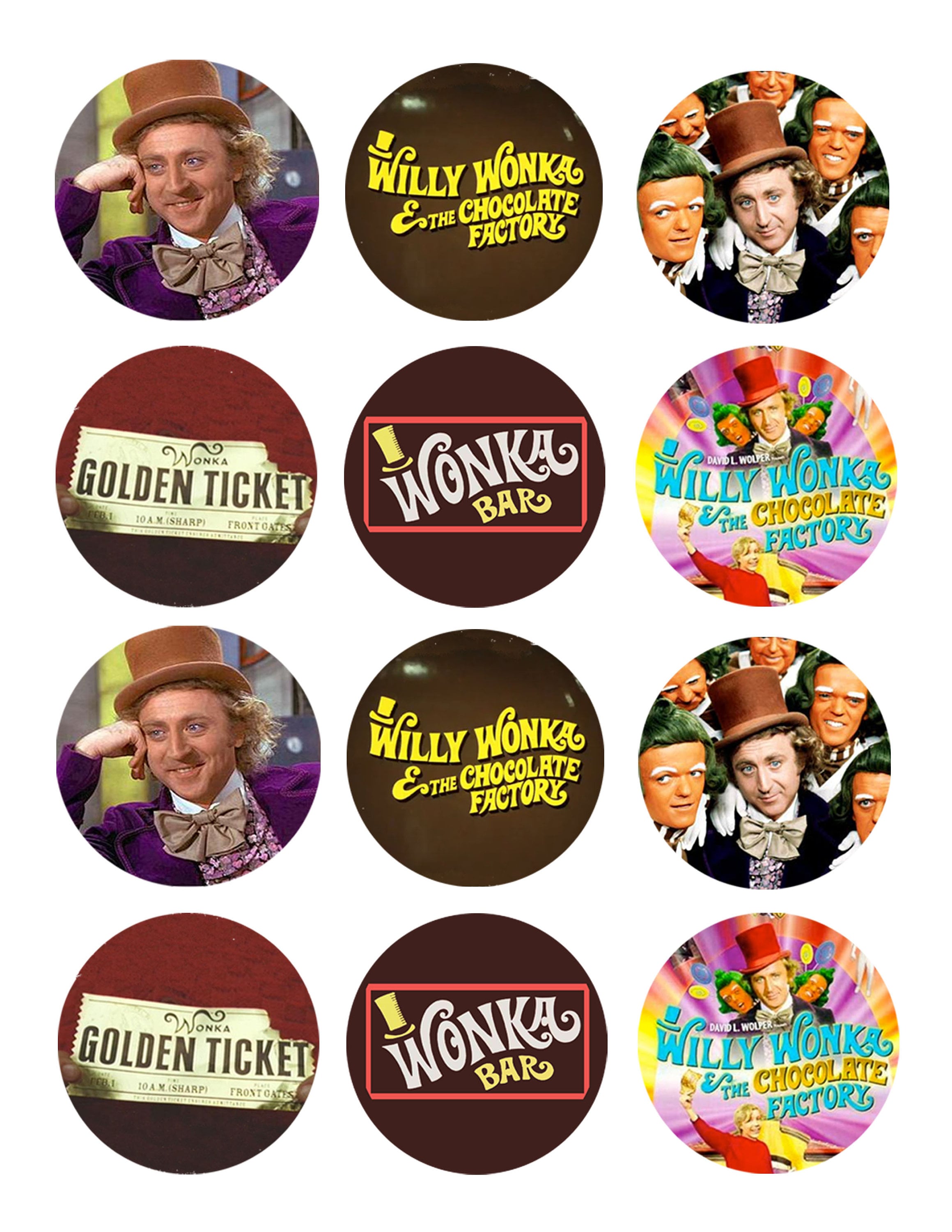 Willy Wonka Stickers, Large 2.5 Round DIY Labels Place on Bags, Cards ...