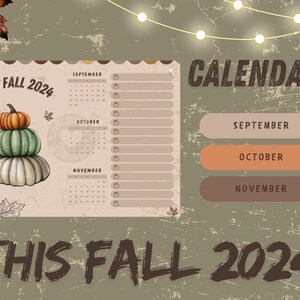 2024 Fall Calendar September, October, November Printable A4 Landscape ...