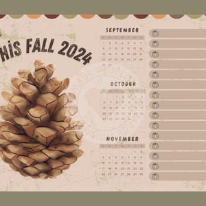 2024 Fall Calendar September, October, November Printable A4 Landscape ...