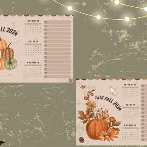 2024 Fall Calendar September, October, November Printable A4 Landscape ...