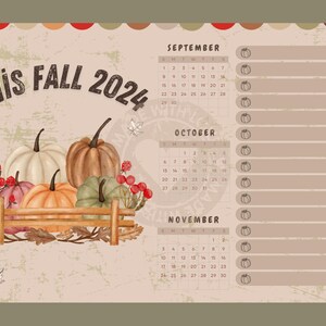 2024 Fall Calendar September, October, November Printable A4 Landscape ...