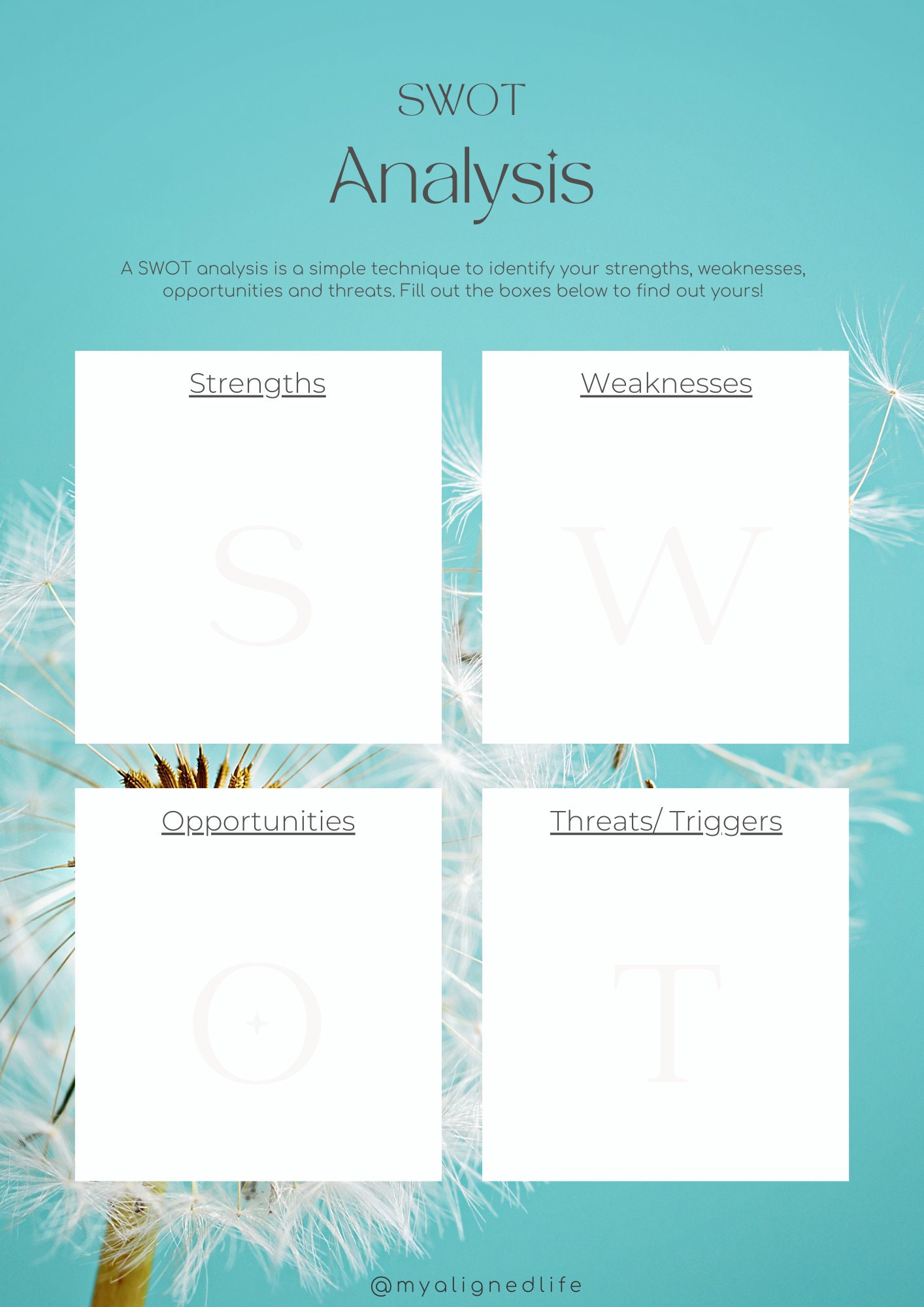Habit Change: SWOT Analysis Workbook habit Change Digital Workbook Goal ...