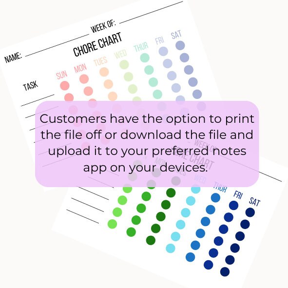 DIGITAL CHORE CHART Dotted Chore Chart pastel Spring and - Etsy