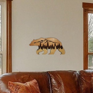 Laser Etched Bear and Forest, John Muir Quote, Cabin Decor - Etsy