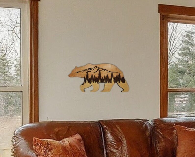 Laser Etched Bear and Forest, John Muir Quote, Cabin Decor - Etsy