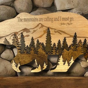 Laser Etched Bear and Forest, John Muir Quote, Cabin Decor - Etsy