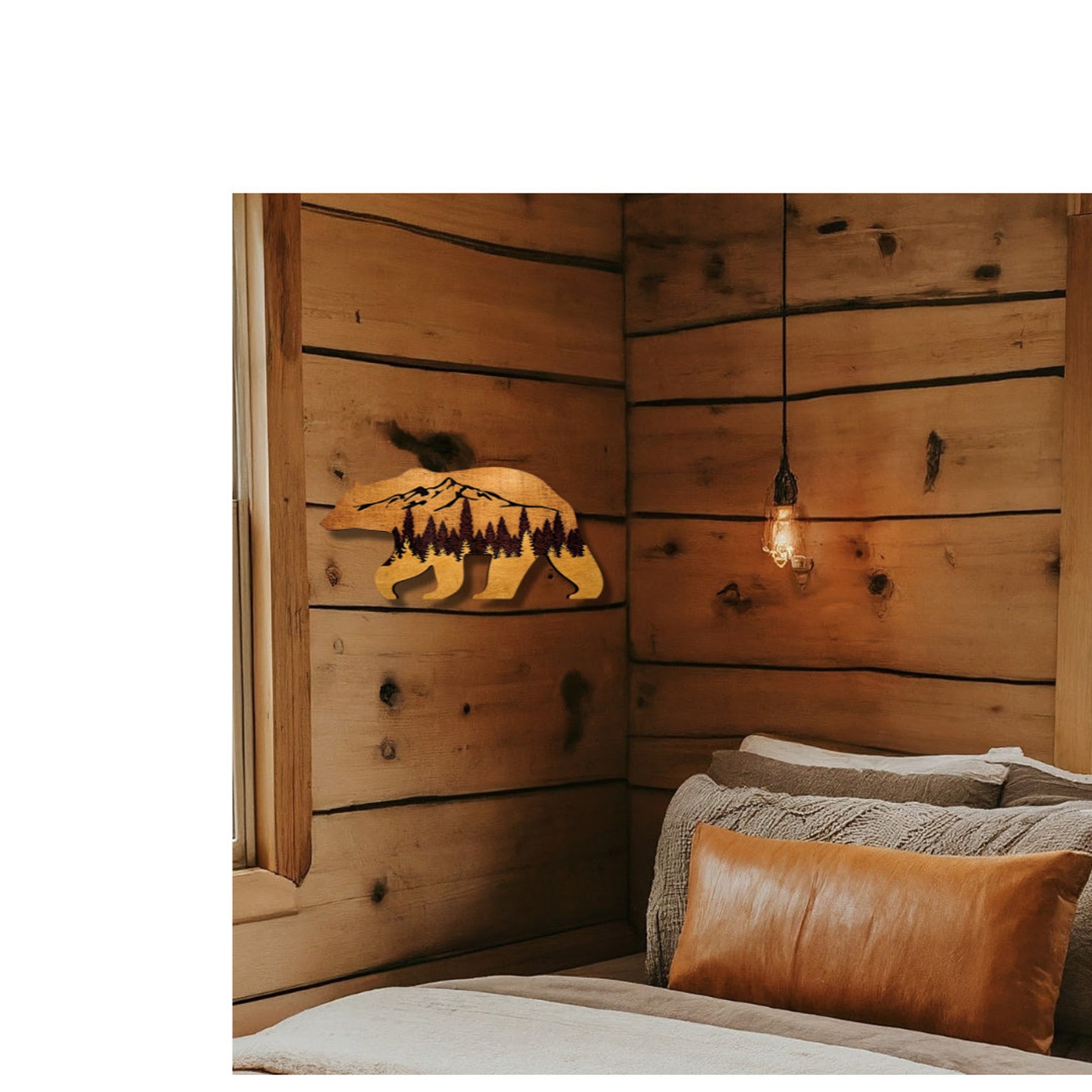 Laser Etched Bear and Forest, John Muir Quote, Cabin Decor - Etsy