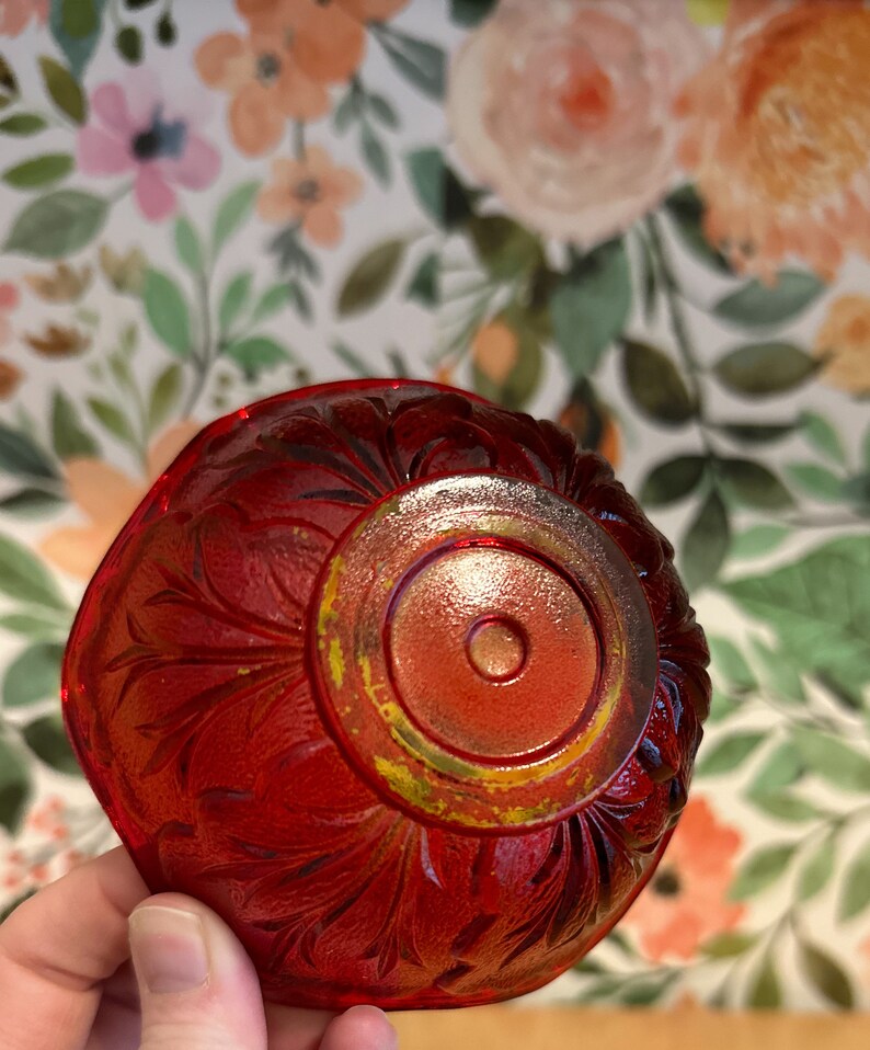 Vintage Indiana Glass Ruby Red Pebble Leaf 2 Piece Fairy Lamp - Etsy