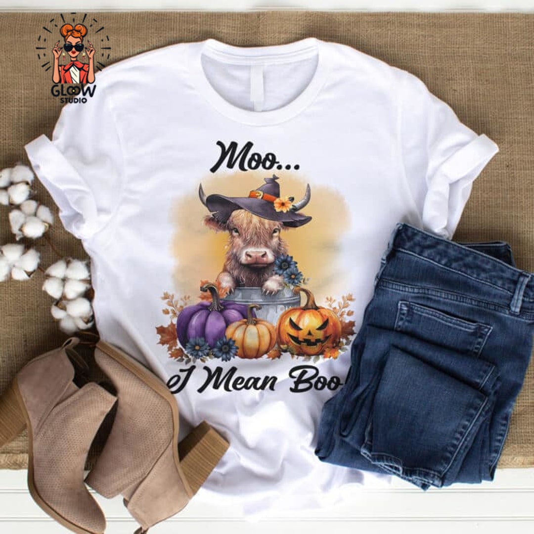 Moo I Mean Boo Funny Cow Halloween Autumn T-shirt, Moo I Mean Boo Shirt ...