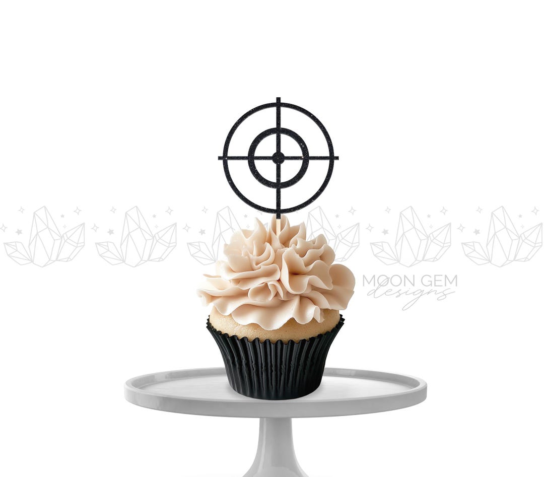 Target Cupcake Toppers / Deer Hunter Decor / Bullseye Silhouette Cake ...