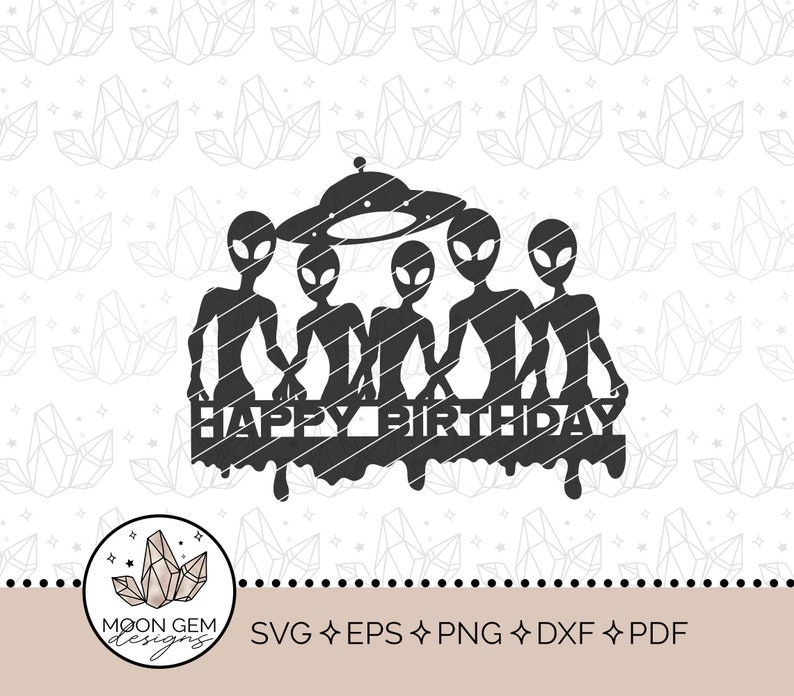 Happy Birthday Aliens Topper SVG / Alien Party Decor / UFO Cake ...
