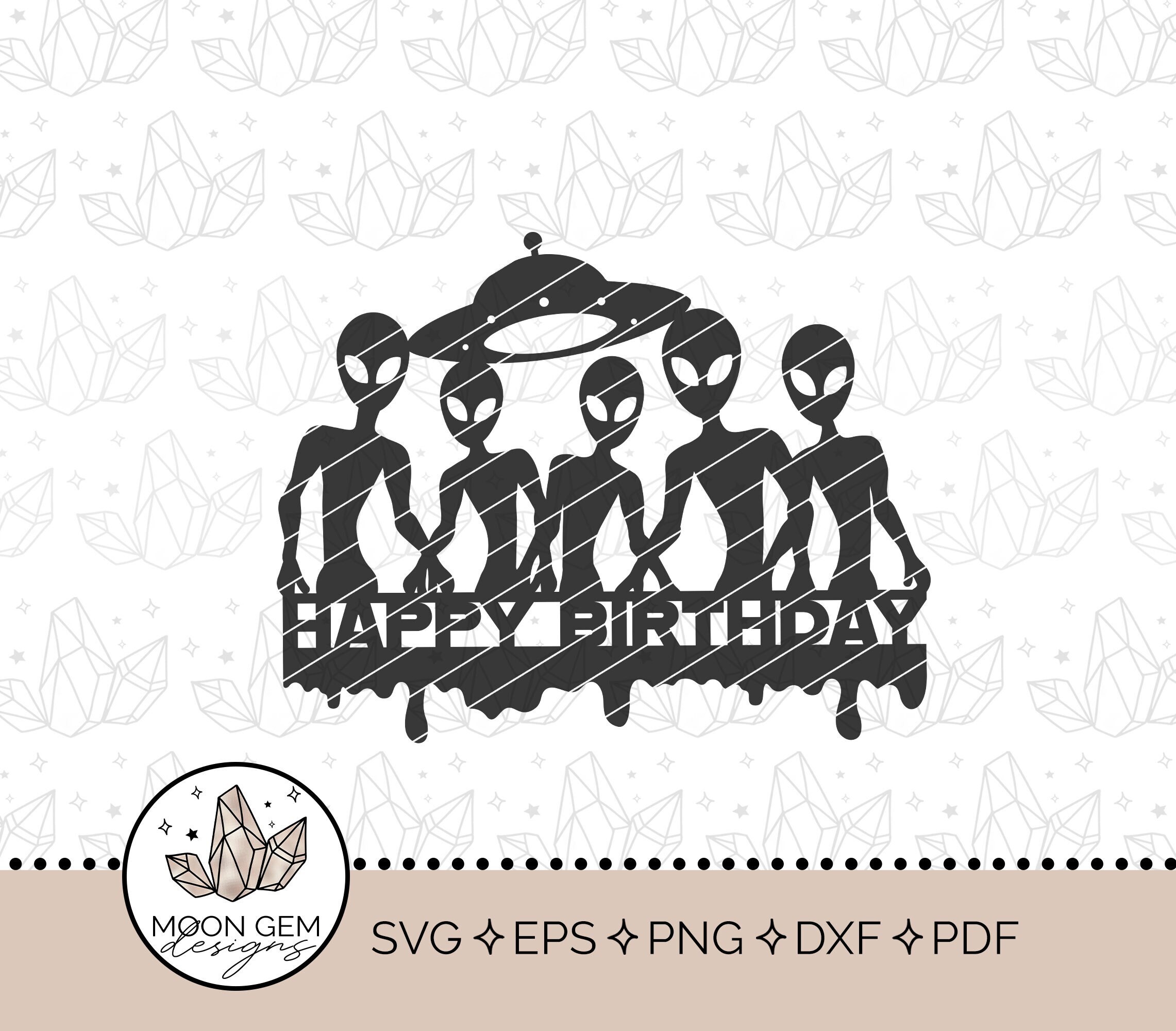 Happy Birthday Aliens Topper SVG / Alien Party Decor / UFO Cake ...