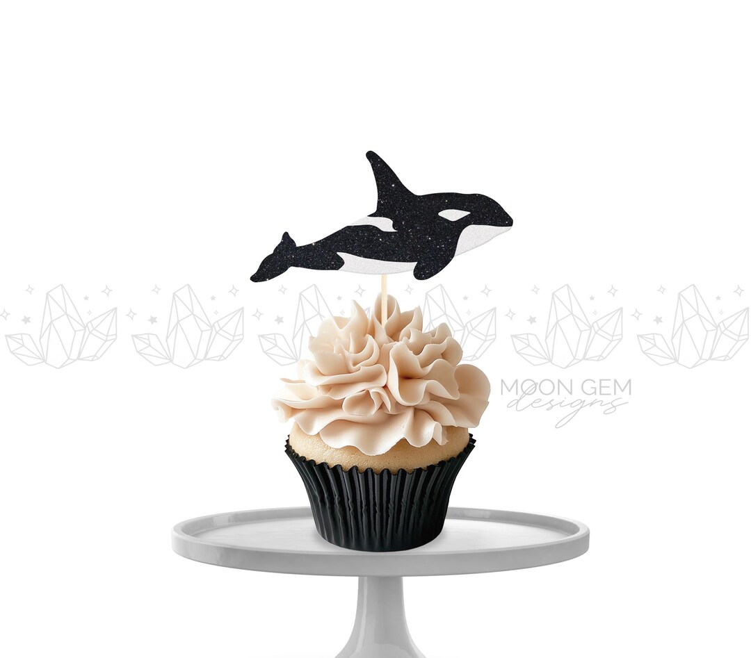 Orca Cupcake Toppers / Whale Birthday Party Decor / Sea Cake Decoration ...