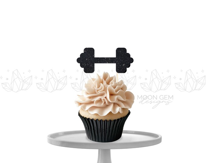 Kettlebell Cupcake Toppers, Fitness Cupcake Toppers, Weightlifter ...