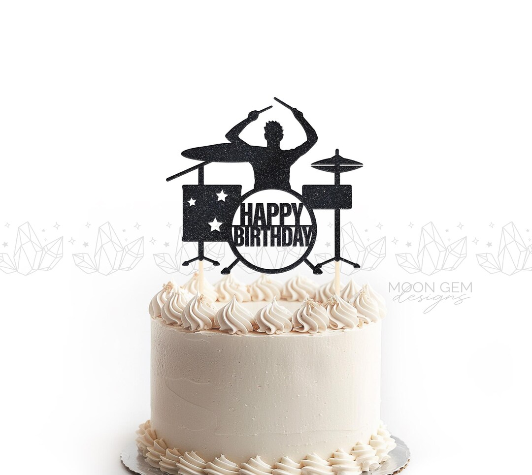 Happy Birthday Drummer Cake Topper / Rock Band Party Decor / Drums Cake ...