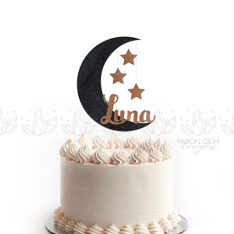 Moon and Star Cake Topper - Etsy