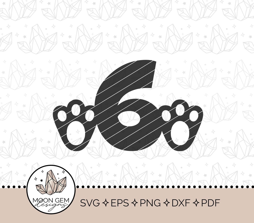 6 Bunny Paws Cake Topper SVG / Rabbit Theme / Party Decor / 6th ...
