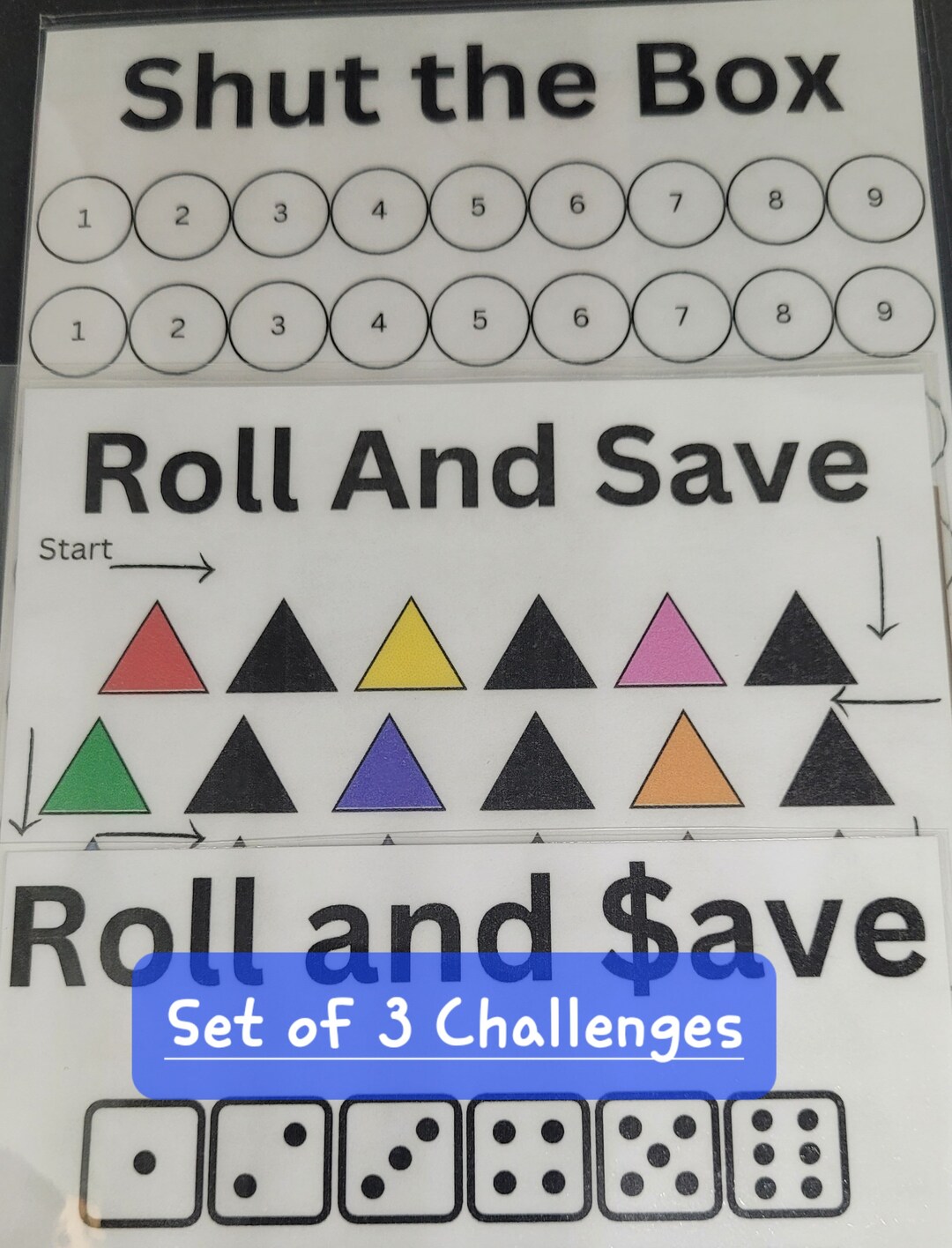 Printable Dice Game Trio Challenge Savings Challenges Set - Etsy