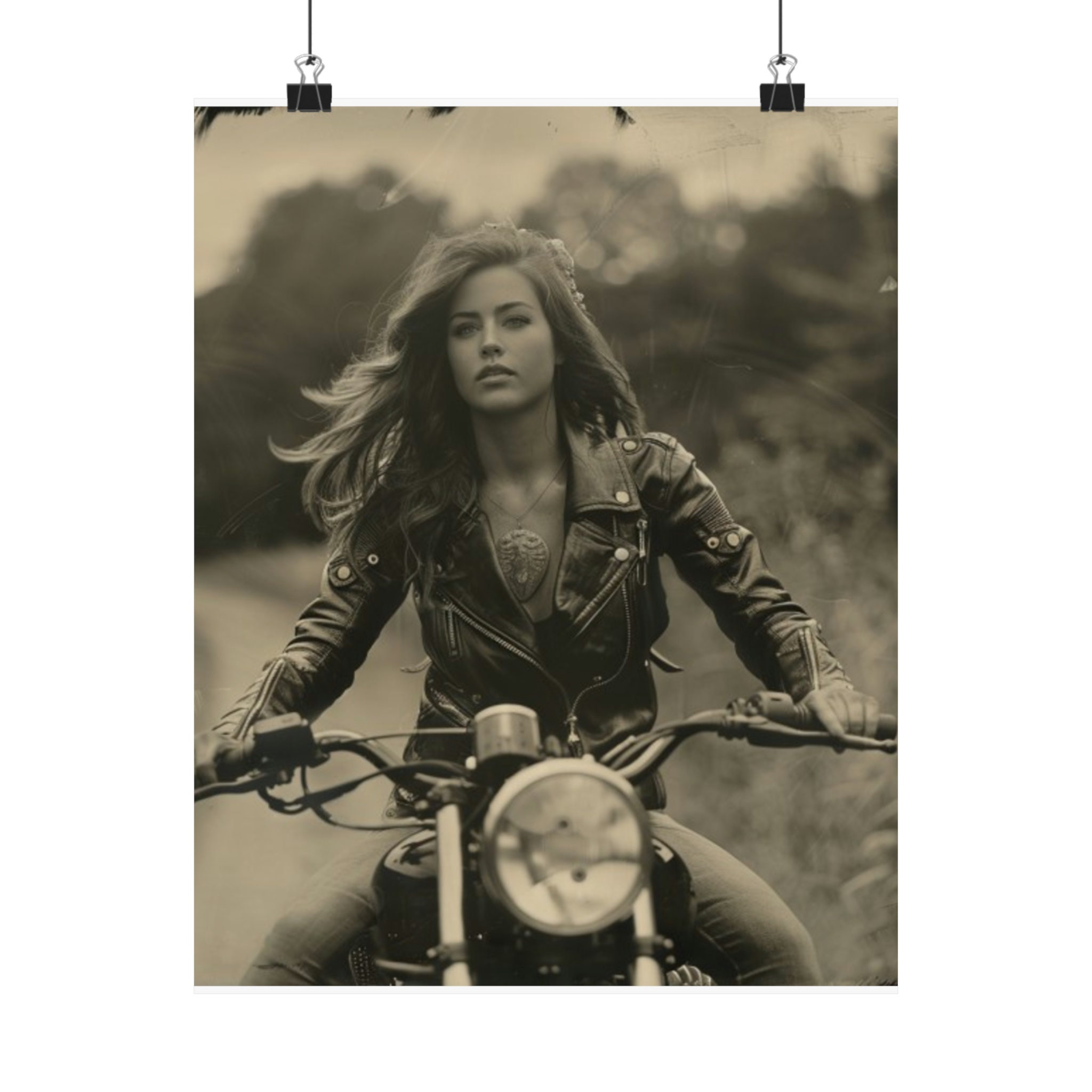Vintage Style Biker Girl Poster - Etsy