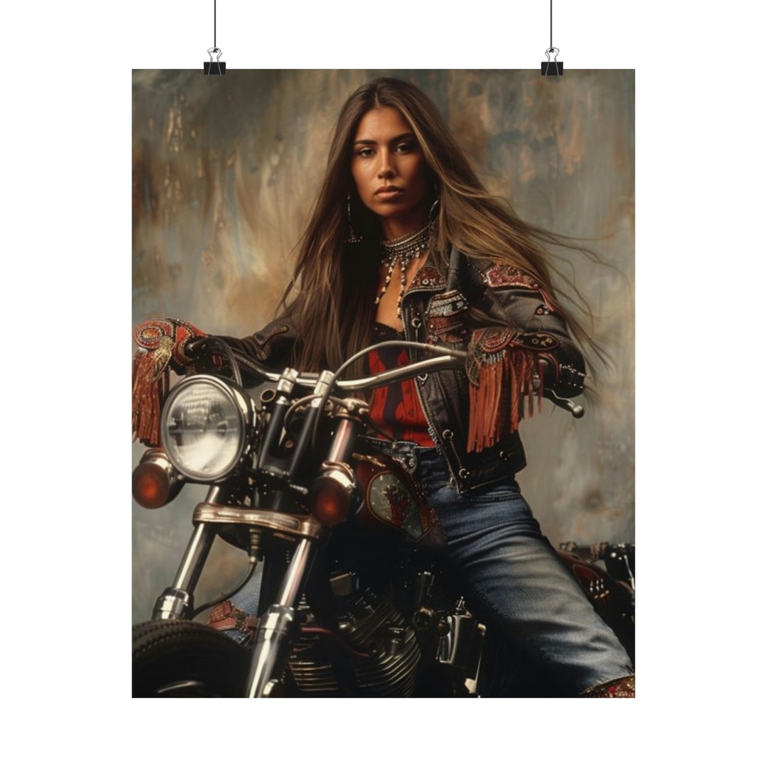 Woman on a Motorcycle Wall Art Poster - Etsy