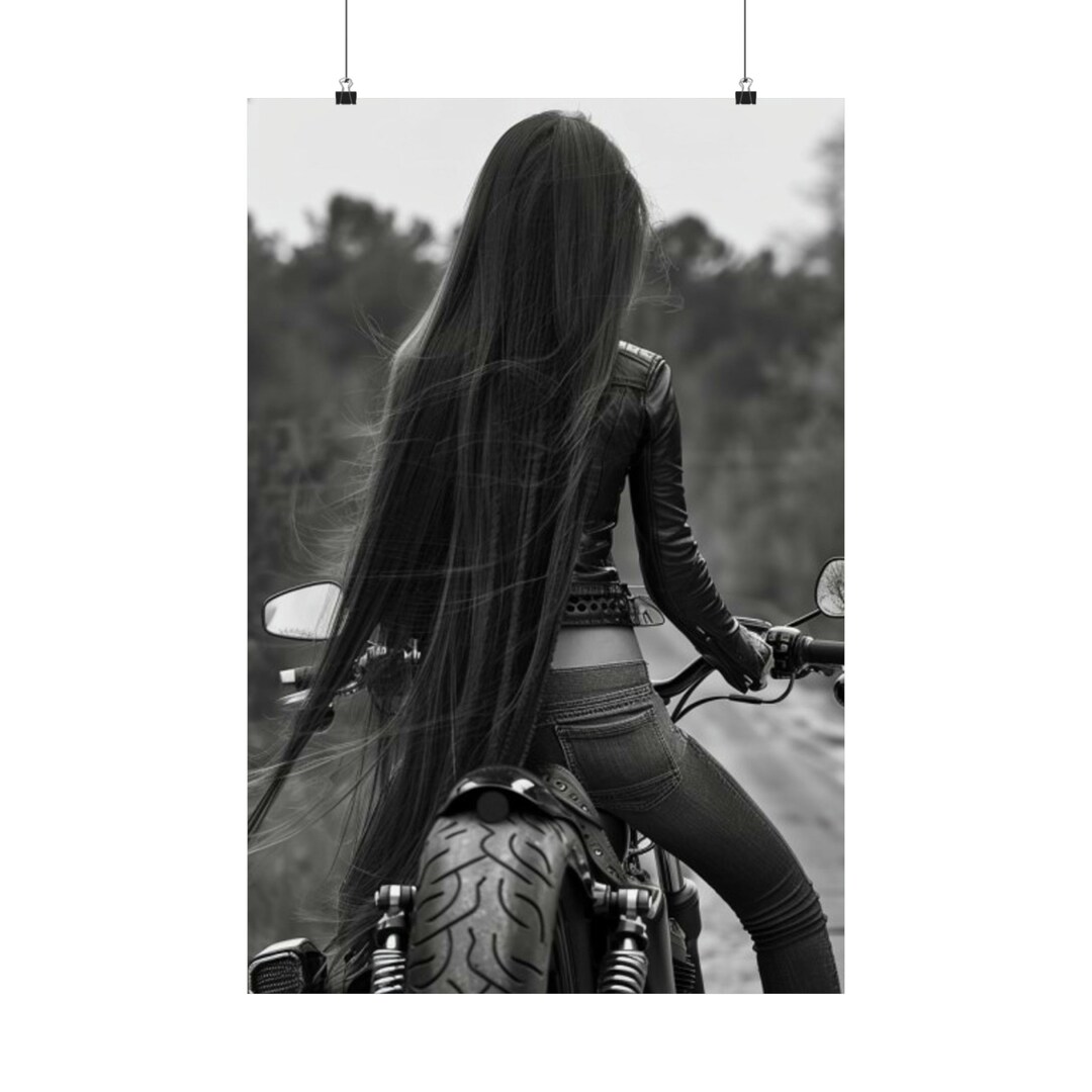 Girl on a Motorcycle Poster Wall Art - Etsy