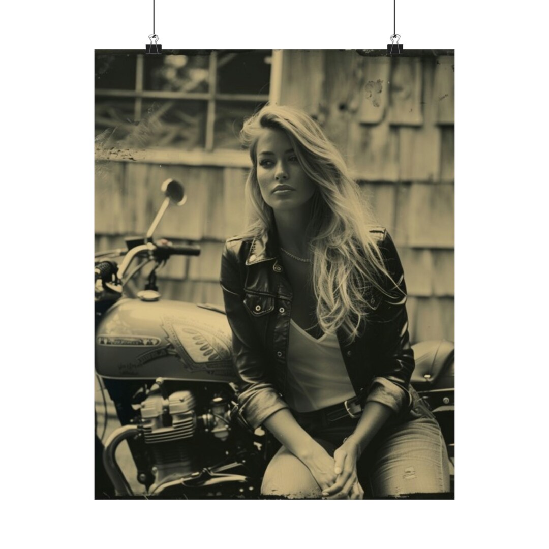 Beautiful Girl on a Motorcycle Wall Art Poster - Etsy