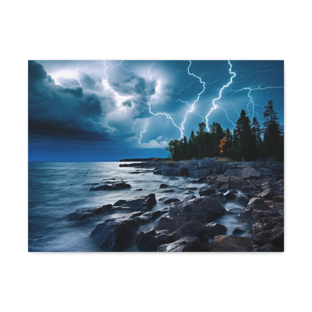 Lightning Storm Over Lake Superior Canvas Gallery Wraps - Etsy